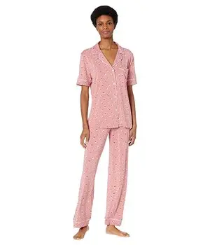 Eberjey Gisele Printed Short Sleeve Pants Pajama Women's Pajama Sets Tide Dot Ivory/ivory Pink