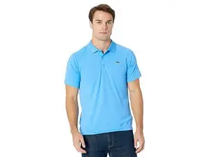 Lacoste Short Sleeve Sport Breathable Run-resistant Interlock Polo Shirt Men's Clothing White Blue