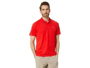 Lacoste Short Sleeve Sport Breathable Run-resistant Interlock Polo Shirt Men's Clothing White Brown
