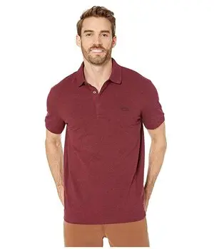 Lacoste Regular Fit Paris Stretch Pique Polo Men's Short Sleeve Pullover White Burgundy