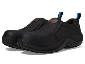 Merrell Jungle Moc Leather Composite Toe Slip-on Shoes - Black