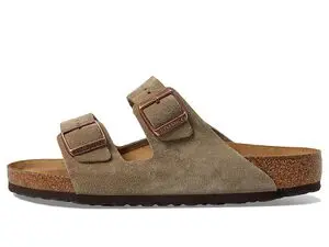 BIRKENSTOCK Arizona Soft Footbed Suede Sandals - Taupe