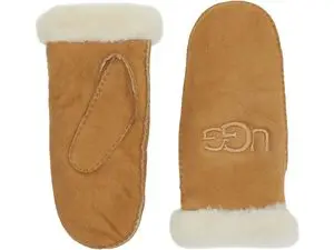 UGG Embroidered Sheepskin Mittens With Tech Palm - Brown