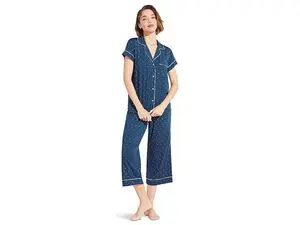 Eberjey Gisele Printed Short Sleeve Crop Pajama Women's Pajama Sets Rose Garden Cameo Pink/pale Pi Blue
