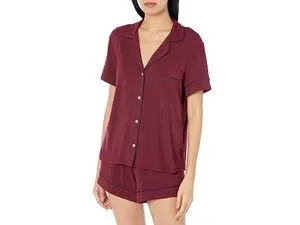 Eberjey Gisele Tenceltm Modal Relaxed Shorts Pj Set Women's Pajama Sets Navy/ivory Burgundy