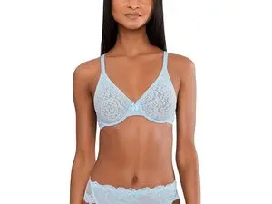 Wacoal Halo Lace Underwire Bra 851205 Bra Naturally Nude - Blue