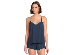 Eberjey Frida The Whip Stitch Cami And Shorts Set Pajama Sets Fig/ivory - Blue