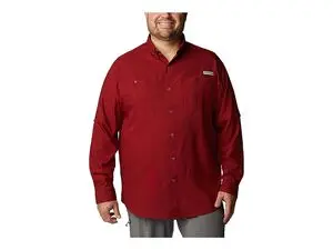 Columbia Big Tall Tamiamitm Ii L/s Men's Long Sleeve Button Up Black Red