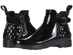 Hunter Refined Gloss Quilt Chelsea Boots - Black