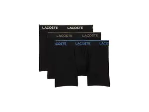 Lacoste 3-pack Boxer Briefs Men's Underwear Black W/white/blue/green Black