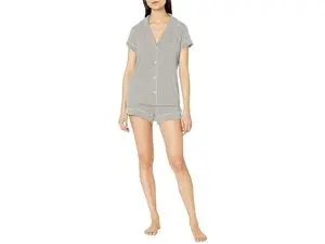 Eberjey Gisele Tencela C/ Modal Shortie Short Pj Set Women's Pajama Sets Pink Nectar/ivory Gray