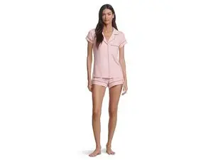 Eberjey Gisele Tencel Modal Shortie Short Pj Set Women's Pajama Sets Pink Nectar/ivory Pale Pink/fig