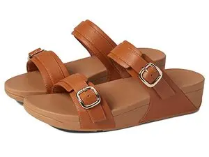Fitflop FitFlop Lulu Adjustable Leather Slides Tan