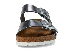 BIRKENSTOCK Arizona Soft Footbed Metallic Leather Dress Sandals - Silver