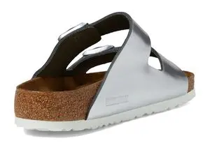 BIRKENSTOCK Arizona Soft Footbed Metallic Leather Dress Sandals - Silver