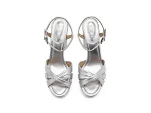 Schutz Keefa High Heel Platform Sandals - Silver