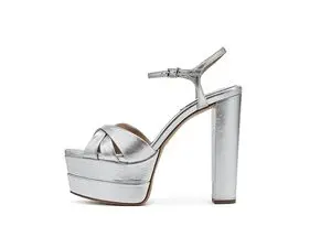 Schutz Keefa High Heel Platform Sandals - Silver