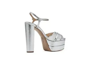 Schutz Keefa High Heel Platform Sandals - Silver
