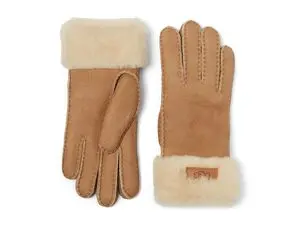 UGG UGG Turn Cuff Water Resistant Sheepskin Gloves Brown