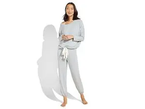 Eberjey Gisele Tenceltm Modal Slouchy Pj Set Women's Pajama Sets Ice Blue/ice Blue White