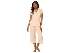 Eberjey Gisele S/slv Crop Pj Set Women's Pajama Sets Slate Blue Orange