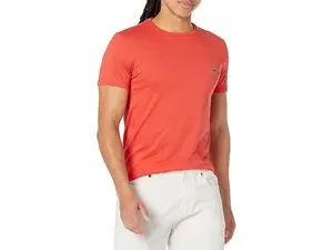 Lacoste Short Sleeve Pima Crew Neck Tee Men's T Shirt Navy Blue Pink