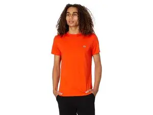 Lacoste Short Sleeve Pima Crew Neck Tee Men's T Shirt Navy Blue Yellow