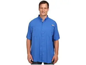 Columbia Big Tall Tamiamitm Ii S/s Men's Short Sleeve Button Up City Grey Blue