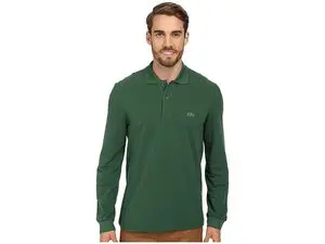 Lacoste Long Sleeve Classic Pique Polo Shirt Men's Long Sleeve Pullover White Green
