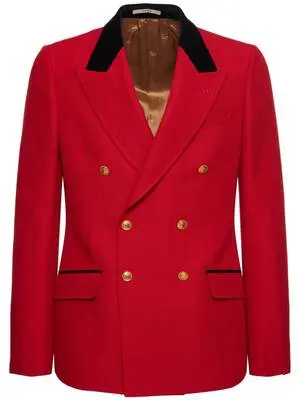 Gucci Wool & Linen Herringbone Jacket - Red