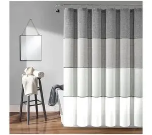 LUSH DECOR Color Block Ombre Single Shower Curtain 72x72 B Y - One-color