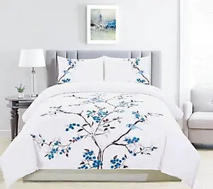 SUPERIOR Cherry Garden Cotton Duvet Cover Set, Ing/cal King - One-color
