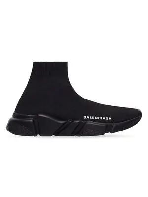 Balenciaga Women's Speed Recycled Knit Sneakers - Black  - White Black