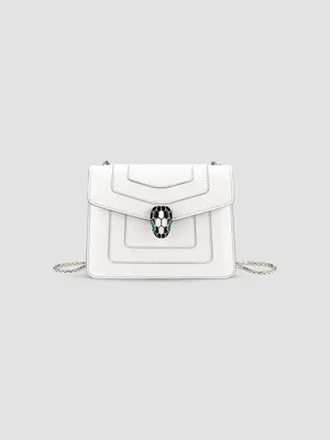 BVLGARI Small Serpenti Leather Crossbody Bag White Agate