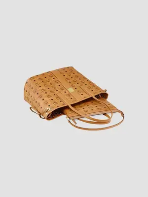 Mcm Medium Liz Reversible Visetos Shopper - Cognac