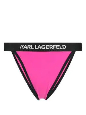 Karl Lagerfeld Logo Waistband Bikini Bottom - Pink