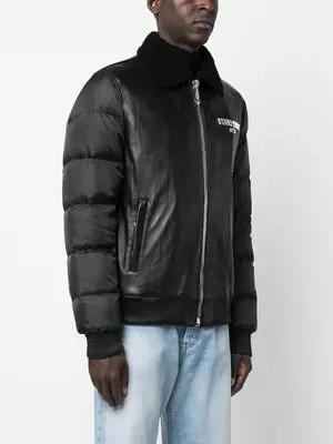 Philipp Plein Logo-print Padded Leather Jacket
