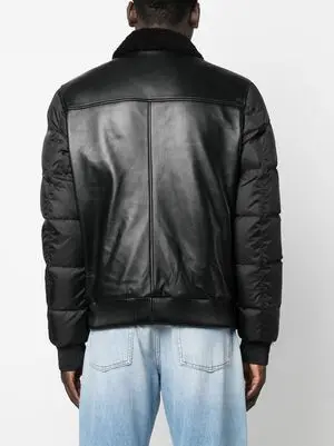 Philipp Plein Logo-print Padded Leather Jacket