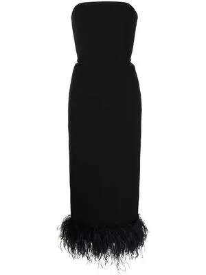 16Arlington Strapless Feather-trim Dress - Black