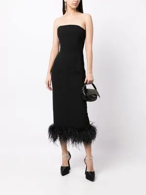 16Arlington Strapless Feather-trim Dress - Black