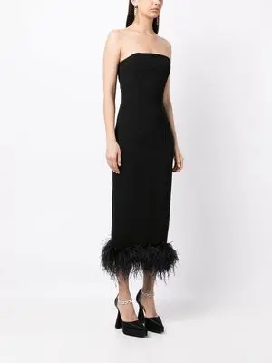 16Arlington Strapless Feather-trim Dress - Black