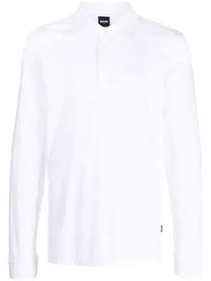 BOSS Pado 30 Long-sleeved Polo Shirt - White