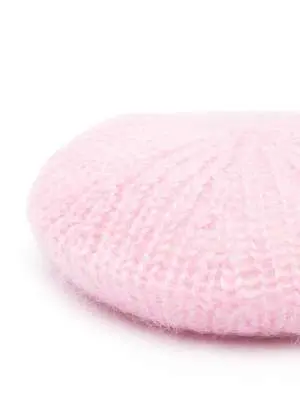 GANNI Mohair-blend Knitted Beret - Pink