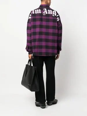 Palm Angels Check-print Cotton Shirt - Purple