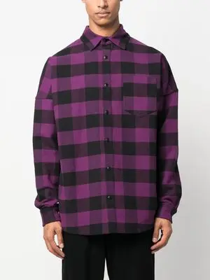 Palm Angels Check-print Cotton Shirt - Purple