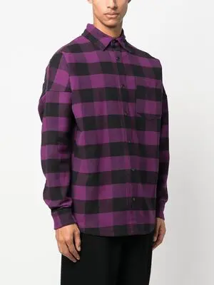 Palm Angels Check-print Cotton Shirt - Purple