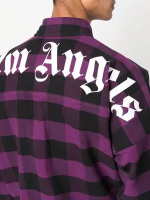 Palm Angels Check-print Cotton Shirt - Purple