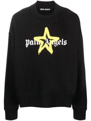 Palm Angels Star Sprayed-print Sweatshirt - Black