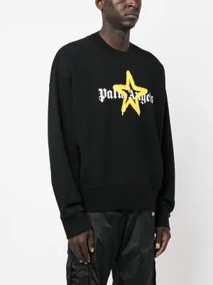 Palm Angels Star Sprayed-print Sweatshirt - Black