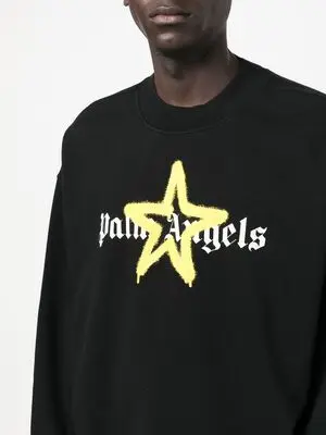 Palm Angels Star Sprayed-print Sweatshirt - Black